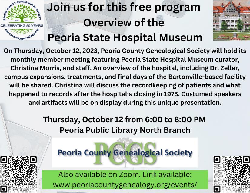 Peoria County Genealogy Society - Peoria State Hospital Museum